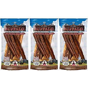 Loving Pets 3 Pack of Pure Buffalo Bully Sticks, 6 Inch