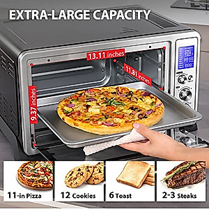TOSHIBA AC25CEW-SS Large 6-Slice Convection Toaster Oven Countertop, 10-In-One with Toast, Pizza and Rotisserie, 1500W, Stainless Steel, Includes 6 Accessories