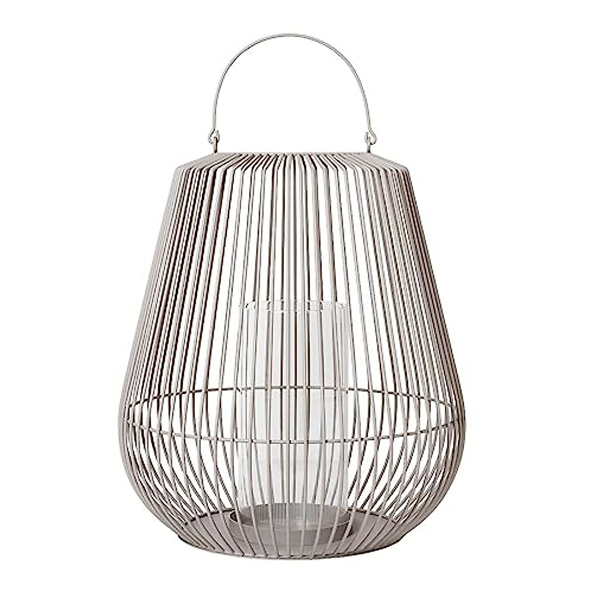 blomus NIDEA Decorative Lantern 18" x 21", Mourning Dove (Lt. Brown/Grey)