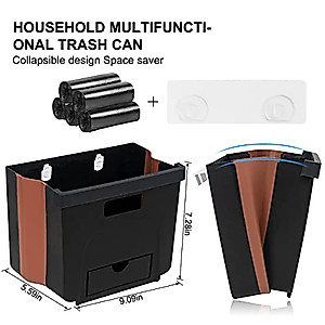 Hanging Trash Can, Kitchen Collapsible Hanging Waste Bin,Wall Mounted Folding Waste Bin,Hanging Garbage Can for Kitchen Cabinet Door,Portable Trash Can for Travel Car Bedroom(No Garbage Bags)
