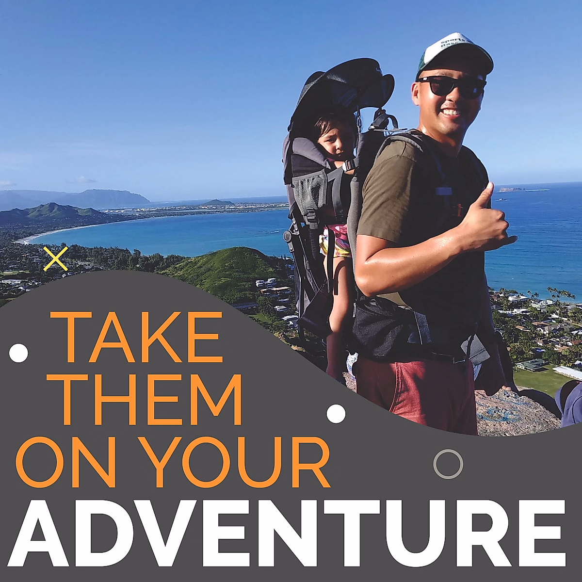 2-in 1 Baby Backpack Carrier - Ergonomic Toddler Hiking/Baby Hiking Backpack Carrier with Removable Bag, Diaper Change Pad, Insulated Pocket + Rain and Sun Hood to Protect Your Child