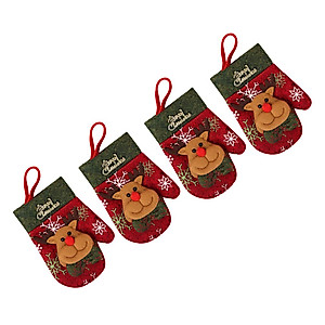 Cabilock 4 Pcs Table Decoration Cutlery Holder Table top Decor Dining Table Decor Tree Mini Stockings Decor for Home Cutlery Gloves for Desktop Cutlery Set Fork