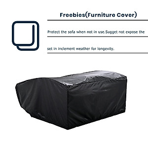 Thirtdos PE Wicker Rattan Double Chaise Lounge, 2-Person Reclining Daybed with Adjustable Back and Cushions, with Furniture Protection Cover (Gray)