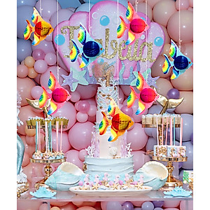 GuassLee 10pcs Tissue Fish Decoration - 10” Tropical Fish Party Decoration for Fish/Under The Sea/Mermaid/Ocean/Beach Themed Birthday Party Luau Decorations