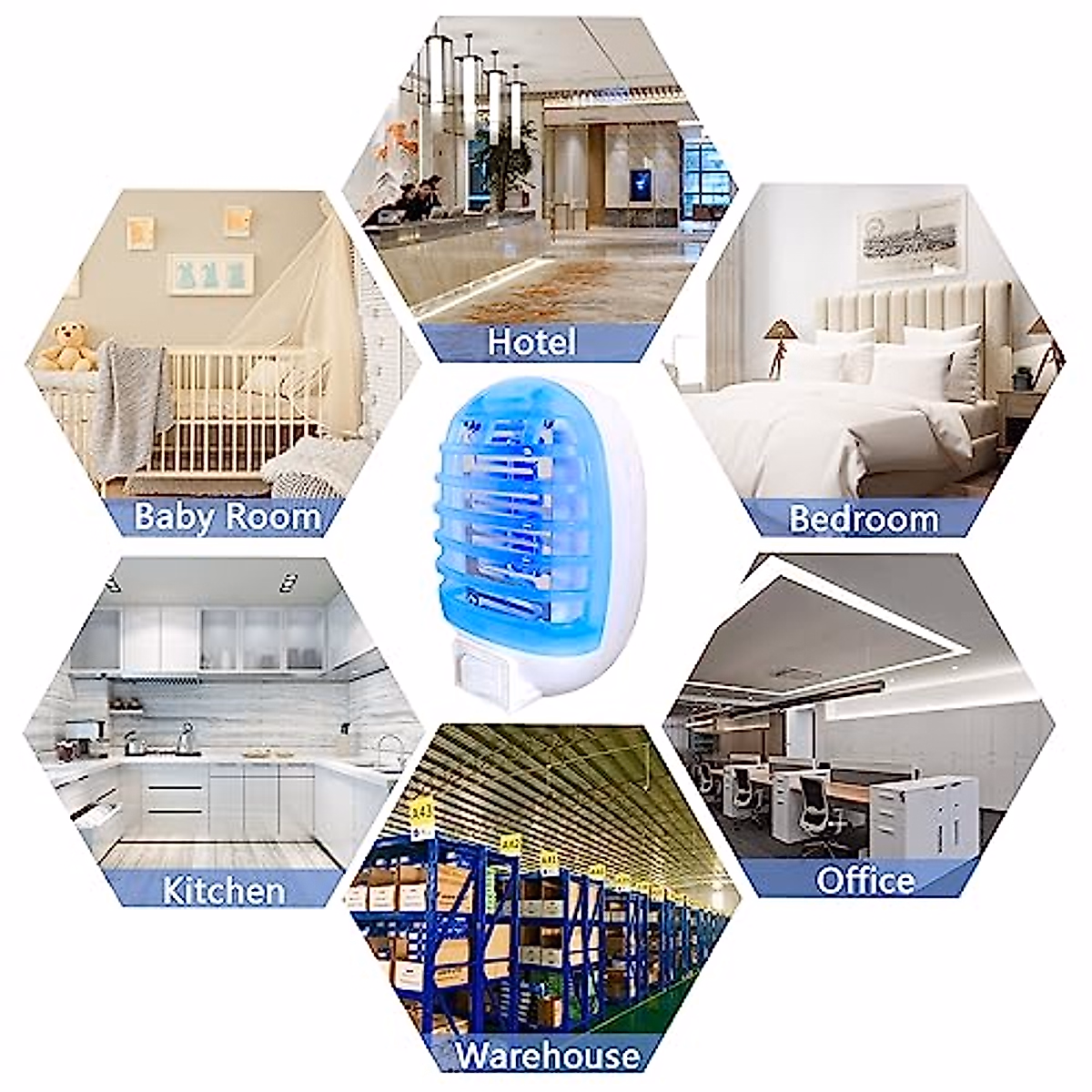 Indoor Bug Zappers, Electronic Insect Killer Fly Insect Trap Plug-in Mosquitoes Killer Mosquito Zapper with Blue Lights for Living Room,Kitchen,Bedroom,Baby Room,Office (6packs)