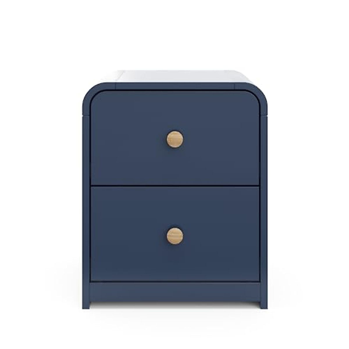 Storkcraft Next Santos 2-Drawer Nightstand (Midnight Blue with Natural) – GREENGUARD Gold Certified, Pre-Installed Drawer Tracks for Easier Assembly, Nightstand Organizer for Kids Bedroom