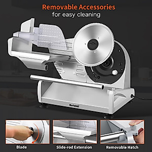 Meat Slicer, 200W Meat Slicer Machine for Home, DC Motor Quiet Deli Slicer with 2 Removable 7.5'' Stainless Steel Blades, Adjustable Dial for 0-15mm, Electric Food Slicer for Meat, Cheese, Bread