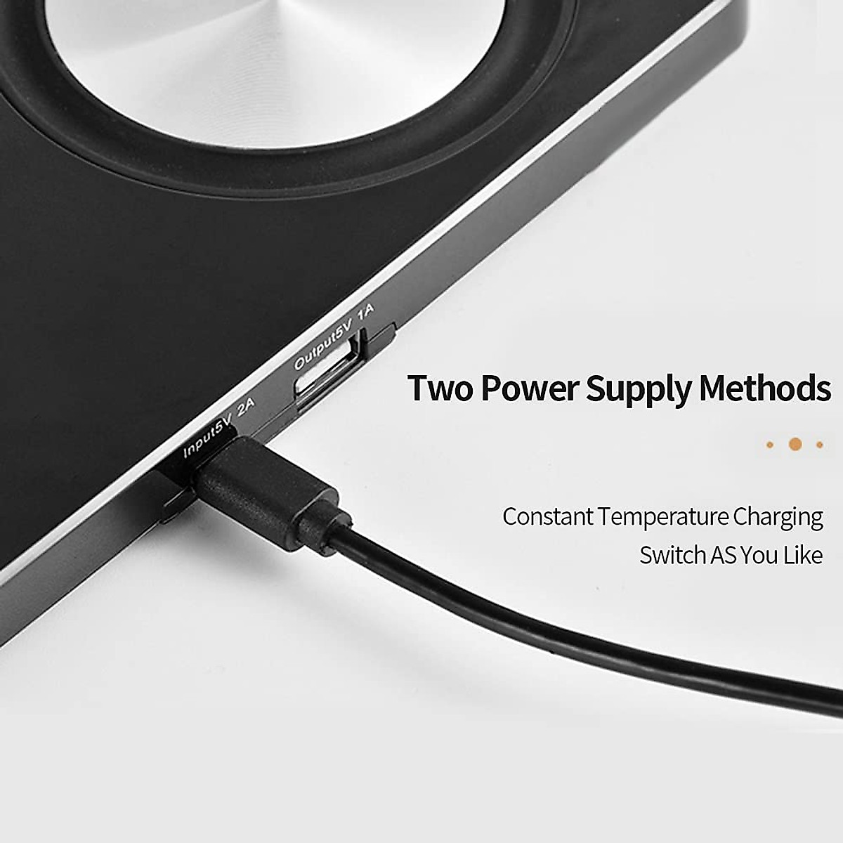 eboxer 1 Coffee Mug Warmer, 2 in 1 Phone QI Wireless Charger Drink Heating Warmer Magnetic USB Charging, Constant Temperature 13155 for OfficeHome to Warm Tea, Milk default