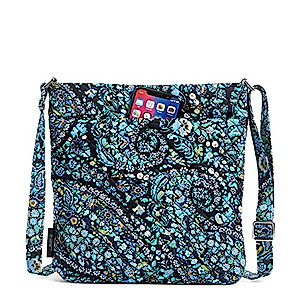 Vera Bradley Women's Cotton Triple Zip Hipster Crossbody Purse, Dreamer Paisley - Recycled Cotton, One Size