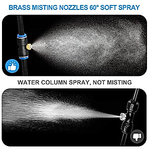 LADER Misters for Outside Patio, Misting Cooling System, 62FT (19M) Misting Line + 22 Brass Mist Nozzles + a Brass Adapter(3/4"), Water Mister System for Outside Patio, Garden, Greenhouse, Trampoline