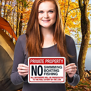 Sigo Signs, No Swimming Boating Fishing Offenders Prosecuted to The Full Extent of The Law Sign, 10x7 Inches, 55 mil Thick HDPS (high Density polystyrene), Made in USA