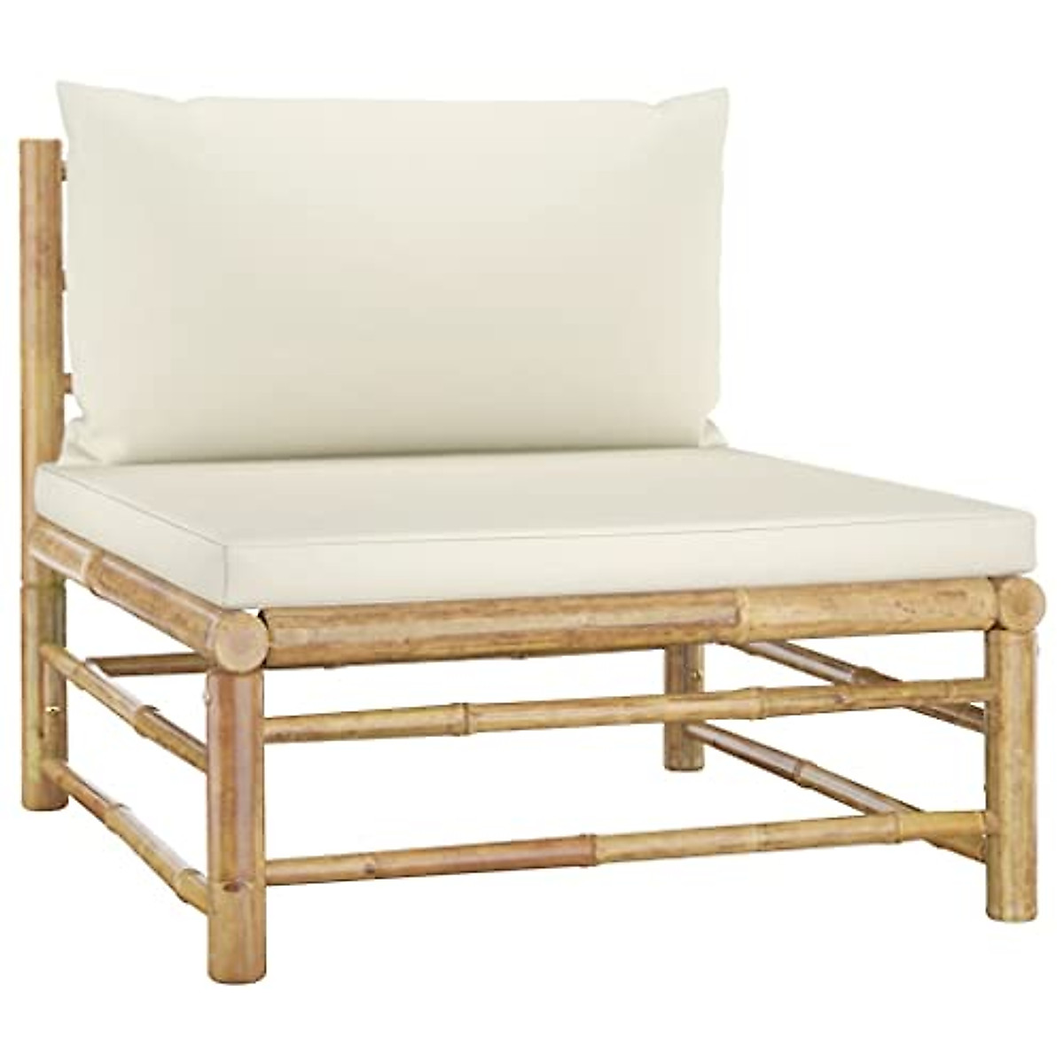 CUMYZO 11 Piece Patio Lounge Set with Cream White Cushions Bamboo 85kg/187lb