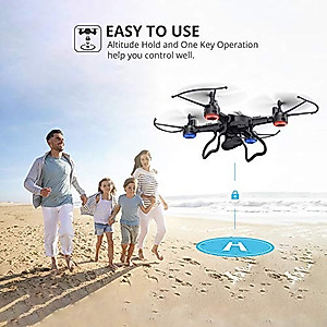Holy Stone F181W 1080P FPV Drone with HD Camera for Adult Kid Beginner, RC Quadcopter with Carrying Case, Voice Control, Gesture Control, Wide Angle Live Video, Altitude Hold, 2 Batteries, Easy to Fly