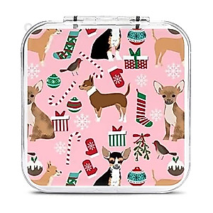 Chihuahua dogs christmas fabric cute chihuahuas dogs best toy dog fabrics Game Card Case for Swítch Protective Portable Case Box with 12 Cartridge Slots