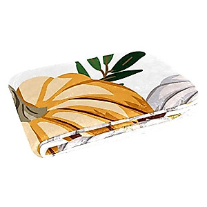 Ripen Pumpkin and Maple Leaves Prints Soft Warm Cozy Blanket Throw for Bed Couch Sofa Picnic Camping Beach, 150×100cm