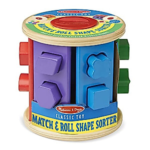 Melissa & Doug Match and Roll Shape Sorter - Classic Wooden Toy