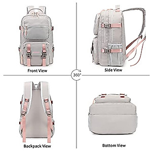 Hualibao 15.6Inch Notebook Laptop College Backpack for Women Men Water Resistant(Grey)