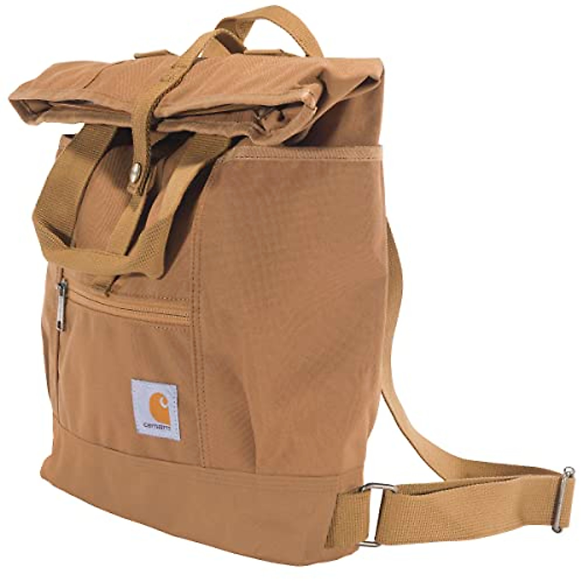 Carhartt Convertible, Durable Tote Bag with Adjustable Backpack Straps and Laptop Sleeve, Brown, One Size