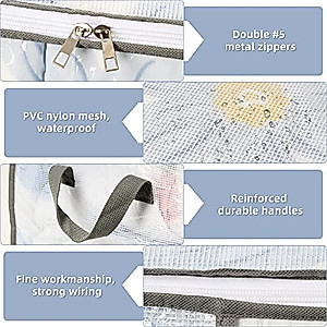 GACEI 3-Pack Large Capacity Clothes Storage Bag Organizer with Reinforced Handle Thick Nylon Material for Comforters, Blankets, Clothes, Foldable with Sturdy Zipper, 90L