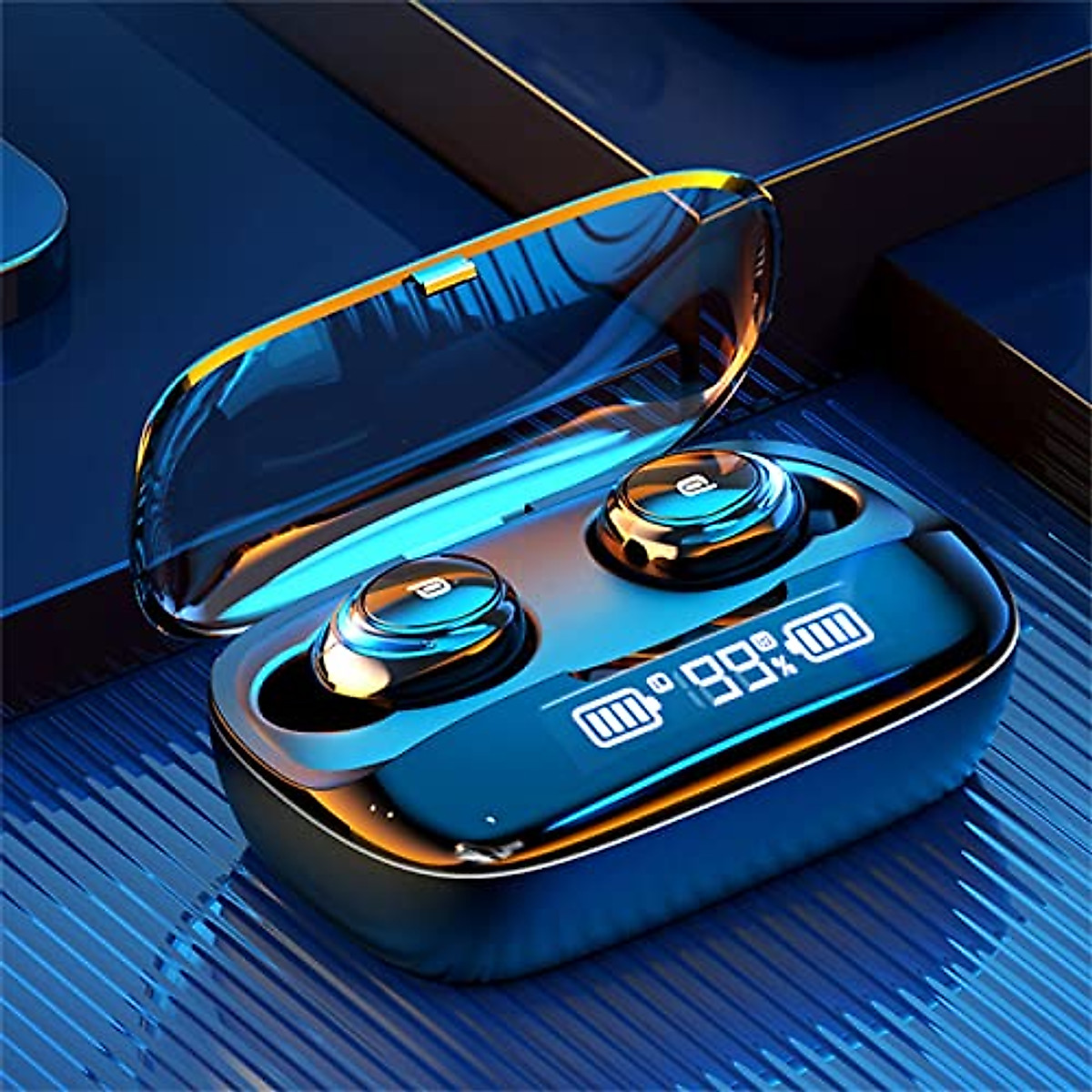 Qiopertar M-U8 Bluetooth 5.0 Headset Wireless Earphones Mini Earbuds Stereo Waterproof Headphones with Microphone in-Ear Deep Bass Sound Earbuds Earphones for Android iOS Sport