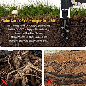 RVOREN Auger Drill Bit for Planting - Planting Auger for Cordless Drill, Black Bulb Auger 1.6″x9″, 1.6″x16″, 3″x12″, 4″x12″ Set for Garden Plants Bulbs