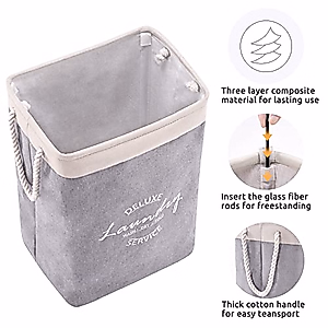Fiona's magic 75L Large Laundry Hamper Basket with Detachable Brackets and Handle, Collapsible Storage Basket for Bedroom, Bathroom Clothing and Toys Organization, Grey