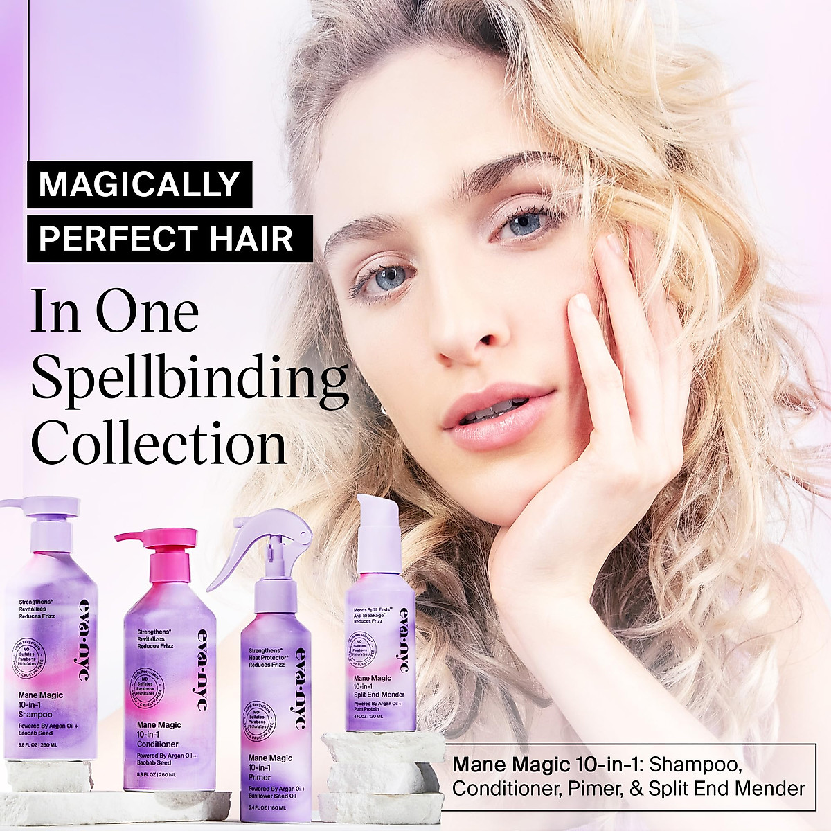 Eva NYC Mane Magic 10-in-1 Shampoo - Soft, Smooth, Strengthening and Nourishing Sulfate-Free Shampoo for Women, GMO-Free, 8.8 fl oz