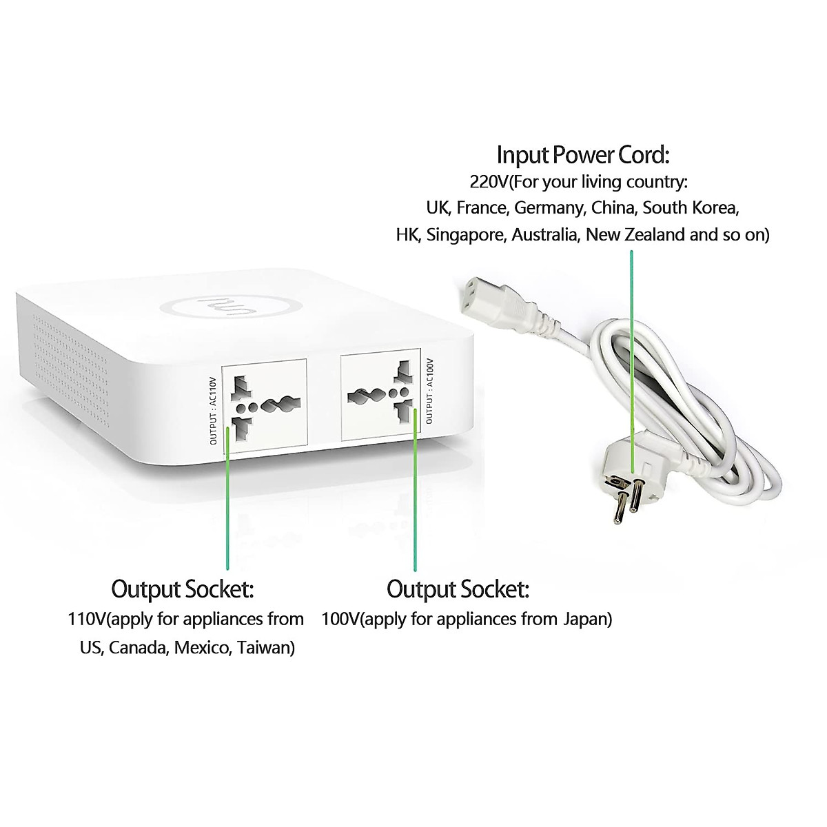 UMI Step Down Voltage 220v to 110v Converter, Travel Power Converter 220V to 110V 300W, Good Transformer for Overseas, Step Down Power Voltage Converter 220V to 110V - US to Europe Voltage Converter