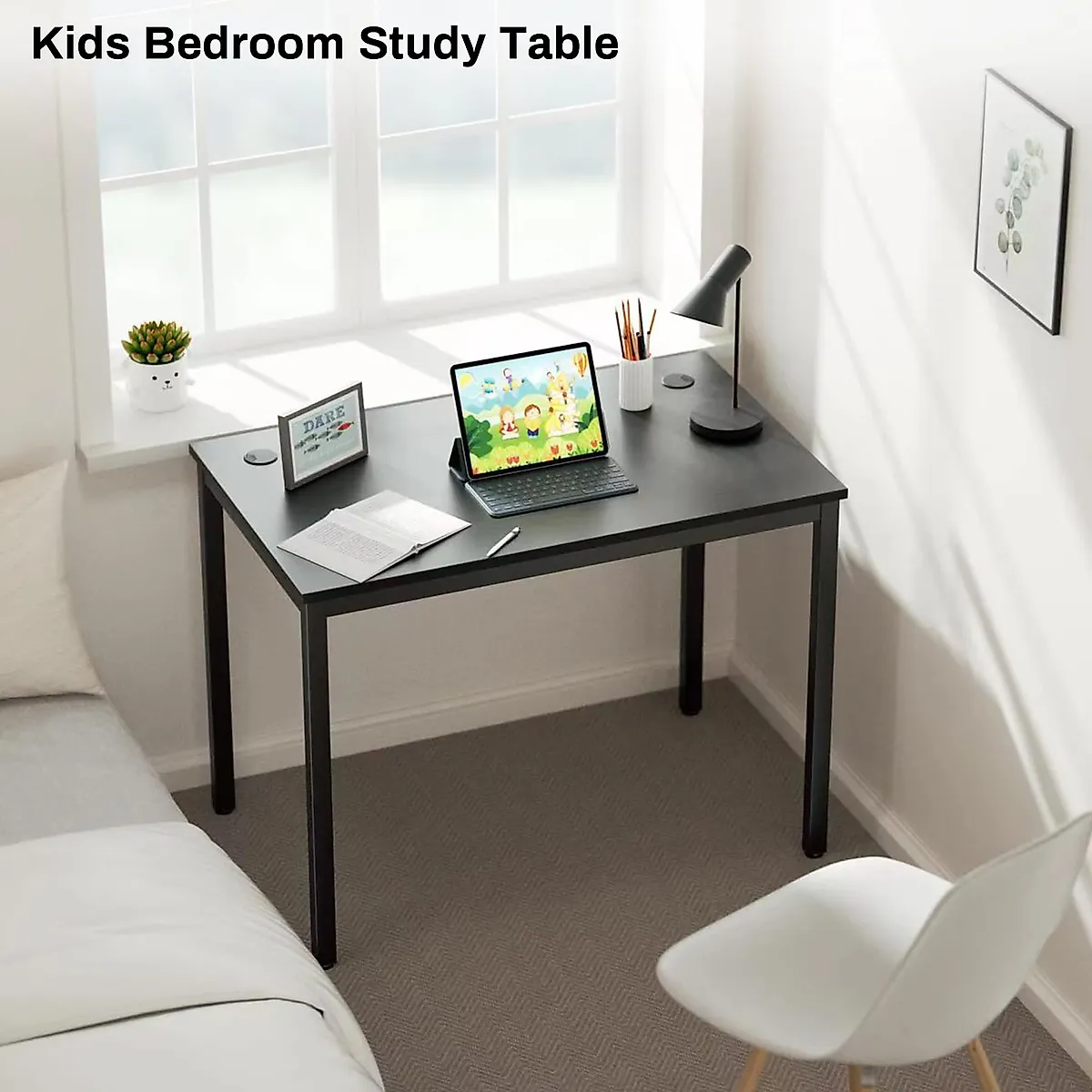 EE EUREKA ERGONOMIC 39 Inch Small Black Gaming Computer Desk, Home Office Corner PC Laptop Table Modern Mini Cute for Small Spaces Kids Boys Girls Teens Gifts Bedroom Work Study Writing, EPA Certified