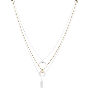 Lucky Brand Tusk and Crystal Charm Layer Necklace