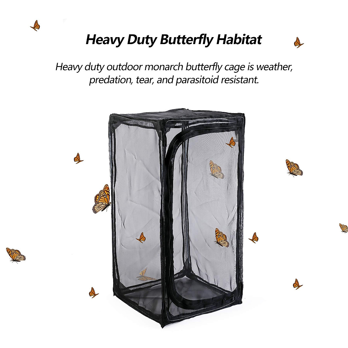 30" Heavy Duty Monarch Butterfly Habitat, Outdoor Collapsible Insect Mesh Cage Terrarium Pop-up with Zipper Protection
