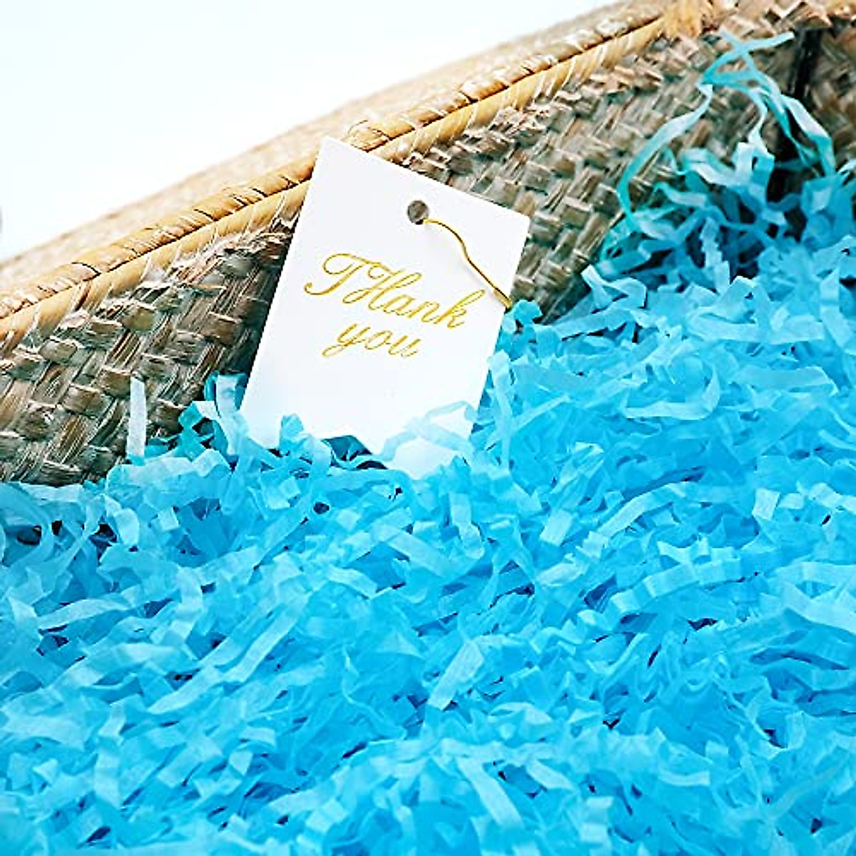 AIRGAME Crinkle Cut Paper Shred Filler (1/2 LB) for Gift Wrapping & Basket Filling - Light Blue.