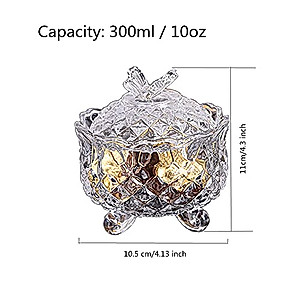 Crystal Candy Dish Small Glass Jar Set with lid Sugar Bowl Cookie Jar Jewelry Dish Container for Home Kitchen Office Bathroom 3 Pcs