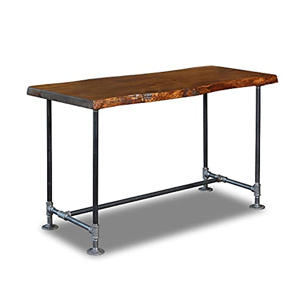 SRLWerks Industrial Pipe Desk Live Edge Top Vintage Table (Honey Pine) — Home Office Desks — Rustic Desk — Wood Desk — Work from Home Desk