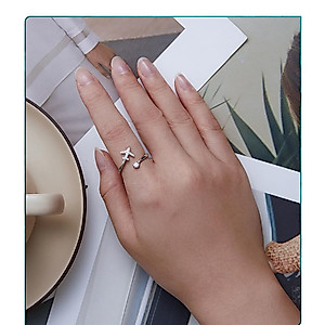 NanMuc Womens 925 Sterling Silver World Travel Souvenir Airplane Finger Ring Travel Trip Adjustable Open Finger Ring Wife Anniversary Jewelry