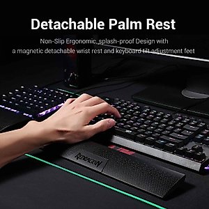 Redragon K588 RGB Backlit Mechanical Gaming Keyboard with Programmable Keys Macro Recording Optical Blue Switches Tenkeyless with Detachable Palm Rest & USB-C USB for Windows PC