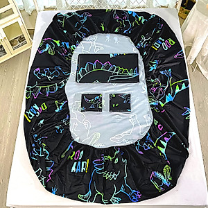 BailiPromise Dinosaur Sheets Twin Size for Boys Jurassic Dinosaur Bedding Sheet Set Dino Kids Bed Sheets Set with Pillowcases Fitted Sheet Flat Sheet Deep Pocket 100% Microfiber