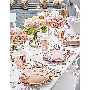 Talking Tables BG-CUPSET Blossom Party Paper Tea Cups, Pack of 12, Height 8cm, 3", Pink and Gold