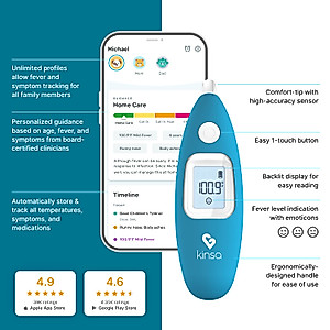 Kinsa Smart Ear Thermometer for Fever - Medical Infrared Termometro - FDA Cleared for Body Temperature Readings for All Ages - Connects to a Smartphone App to Track Symptoms and Get Illness Guidance