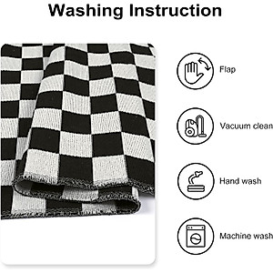 Seavish Checkered Rug, 5x8 Ft Black and White Rug Retro Checkerboard Moroccan Rug Lightweight Outdoor Washable Area Rug Carpet Rustic Decor for Living Room Bedroom Kitchen Patio