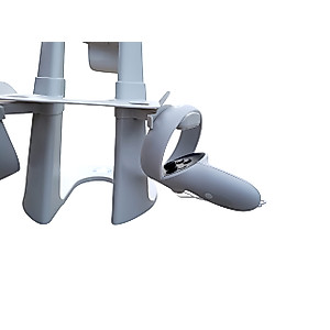 TNE VR Stand Headset and Controller Display Holder Mount Station for Quest 2/Quest and Rift S Virtual Reality Gaming System (White)