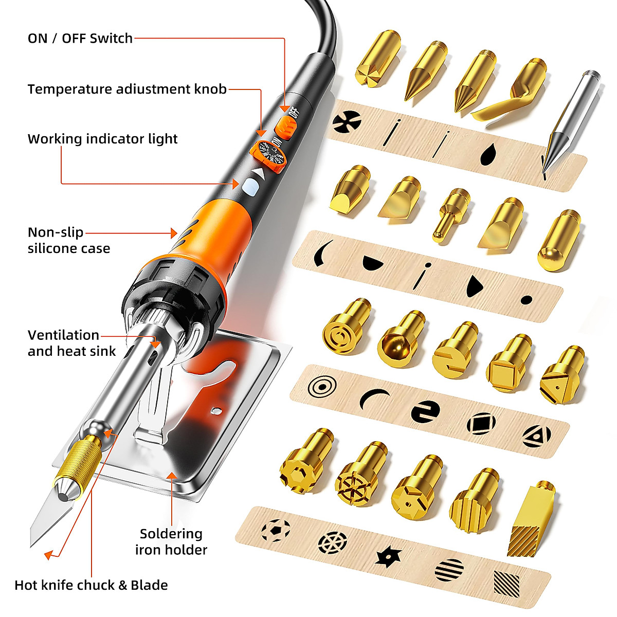 Wood Burning Kit,72 pcs Wood Burning Tool with Adjustable Temperature 200~450°C, Wood Burner Tools Set with Pyrography Pen for Embossing Carving DIY Adults Crafts Beginners