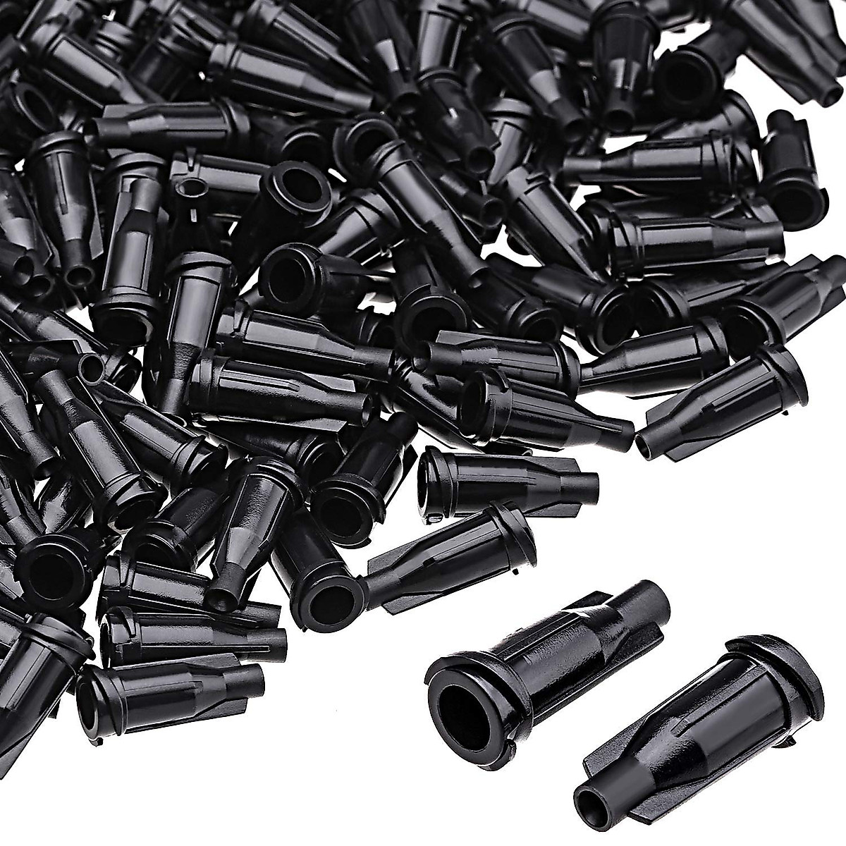 Gejoy 250 Pack Syringe Tip Caps Dispensing Needle Tip Cap (Black)