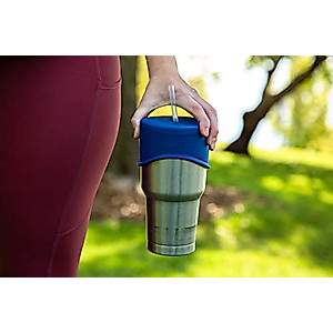 PRODUCTS THAT SIMPLIFY LIFE O-Sip!Silicone Straw Lids-XL(3pack),stretches to cover Tumblers,Large Cups&Mugs,Yeti Rambler,Mason Jars,Spill proof,Reusable, Durable,Replace Lid Accessory(Red,Navy,Gray)