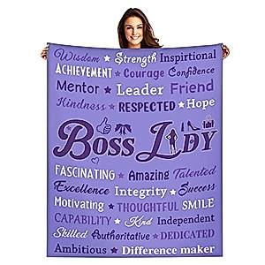 Pesine Boss Lady Gifts for Women Blanket Boss Day Gift Birthday Retirement 50X60in Flannel Throw Blanket