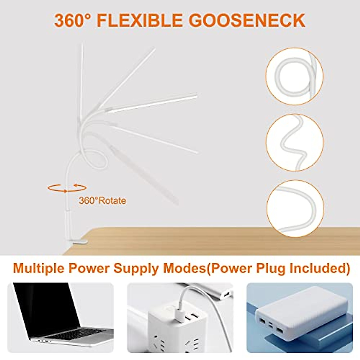 LED Desk Lamp, YOTUTUN Swing Arm Table Lamp with Clamp, Flexible Gooseneck Task Lamp, Eye-Caring Architect Desk Light, 3 Modes 10 Brightness Levels, Memory Function Desk Lamps for Home Office, 10W