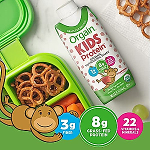 Orgain Organic Kids Protein Nutritional Shake, Strawberry - 8g of Protein, 22 Vitamins & Minerals, Fruits & Vegetables, Gluten Free, Soy Free, Kosher, Non-GMO, 8.25 Fl Oz (Pack of 12)