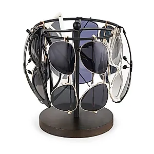 Mkono Sunglasses Organizer Glasses Holder Stand Sunglass Storage Display Eyeglasses Rack for up to 12 Pairs of Eyewear Glasses for Table Dresser Desk Countertop Bedroom, Set of 1, Black