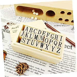STOBOK 2pcs 26 Stamps United States Letter Student Wooden