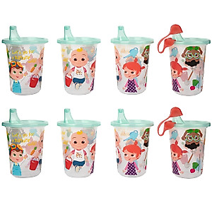 The First Years Cocomelon Take & Toss Toddler Sippy Cups - Spill Proof Toddler Sippy Cups with Snap On Lids and Travel Caps - Cocomelon Feeding and Party Supplies - 10 Oz - 8 Count